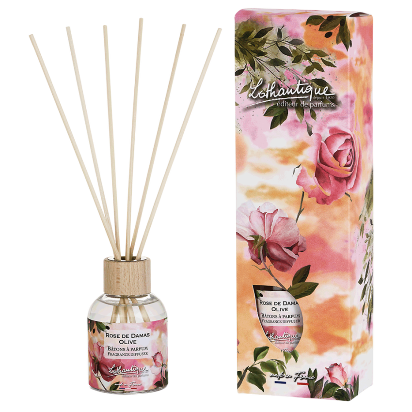 Damask Rose Olive Diffuser – Linen and Glass